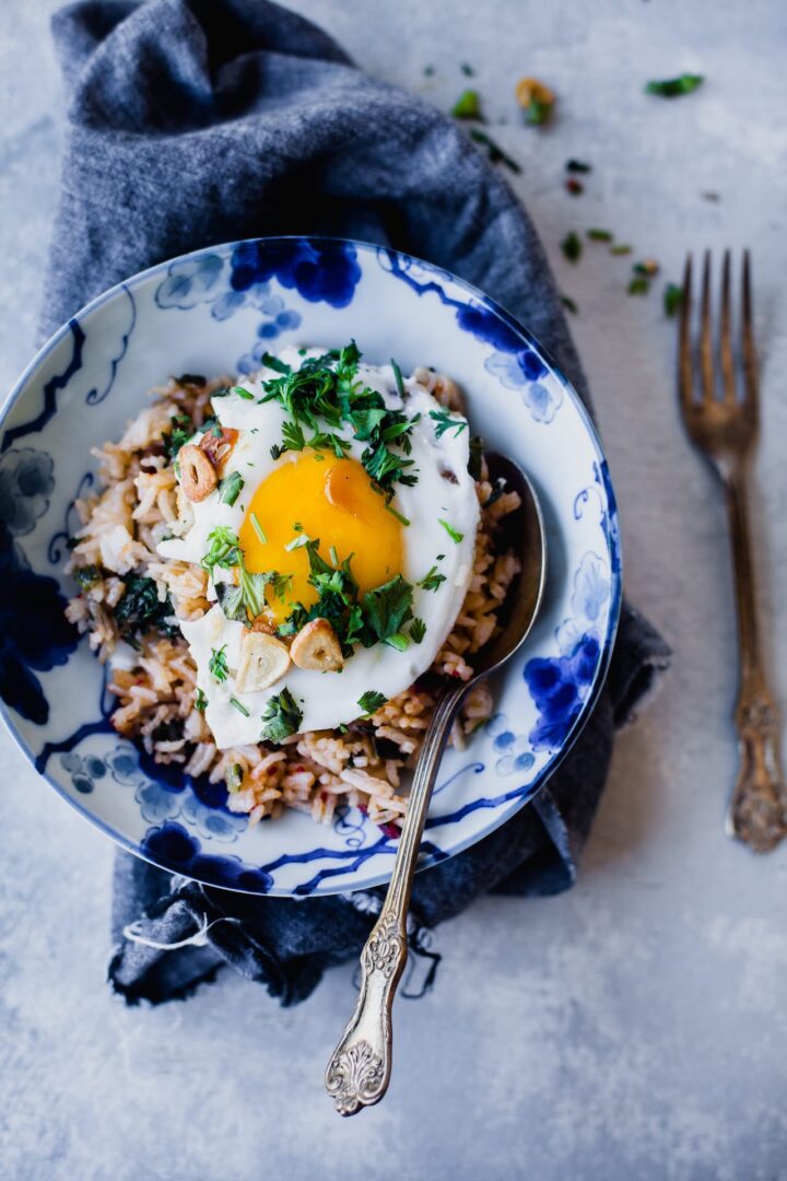 Garlic Swiss Chard Fried Rice - Playful Cooking