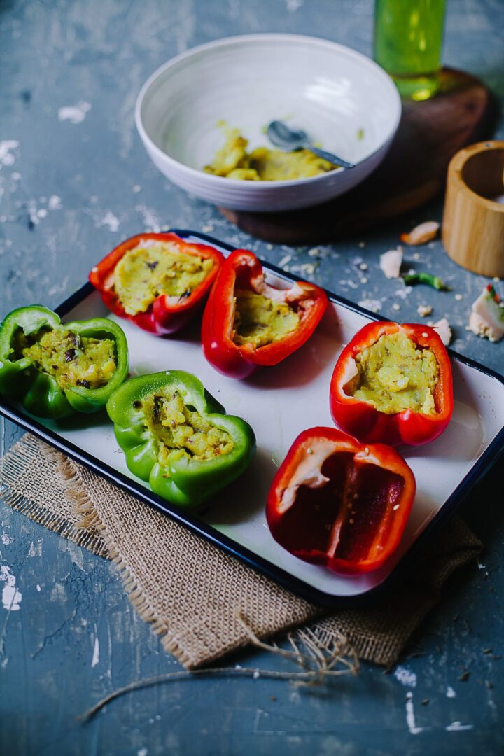 Bharwa Shimla Mirch (Potato Stuffed Bell Pepper)