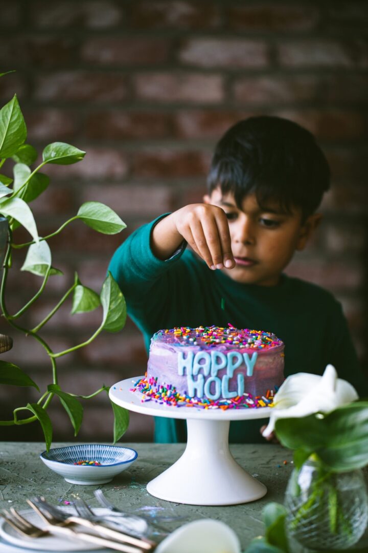 Holi Cake with Thandai - ONE BOWL 6 inch CAKE - Playful Cooking